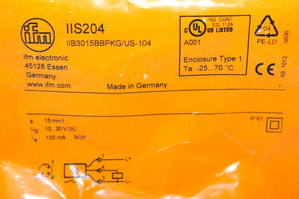 IFM IIS204 IIB3015BBPKG/US-104 Inductive sensor - JA Jordan Anwar EST.