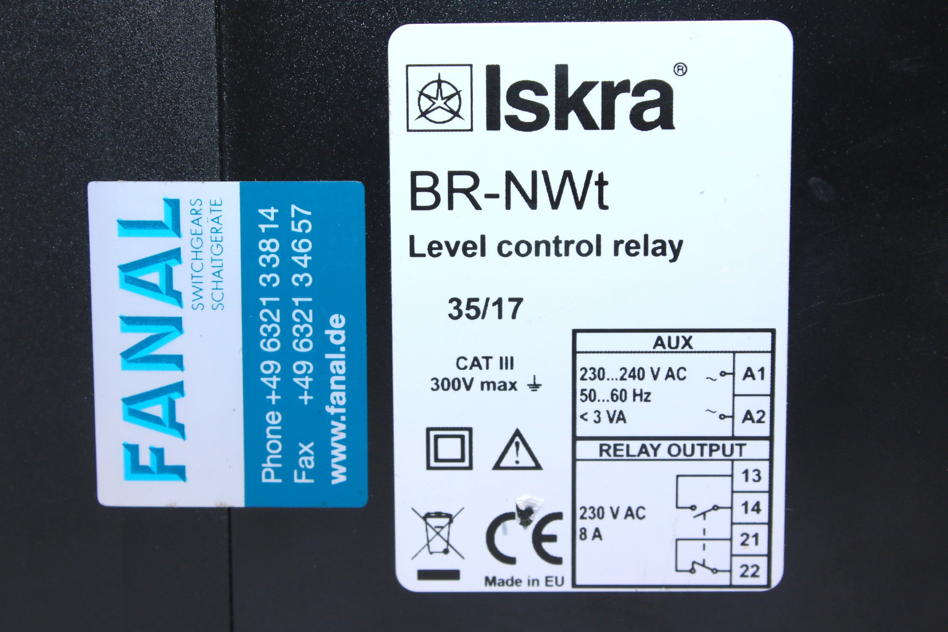FANAL RB-NWT LEVEL CONTROL RELAY - JA Jordan Anwar EST.